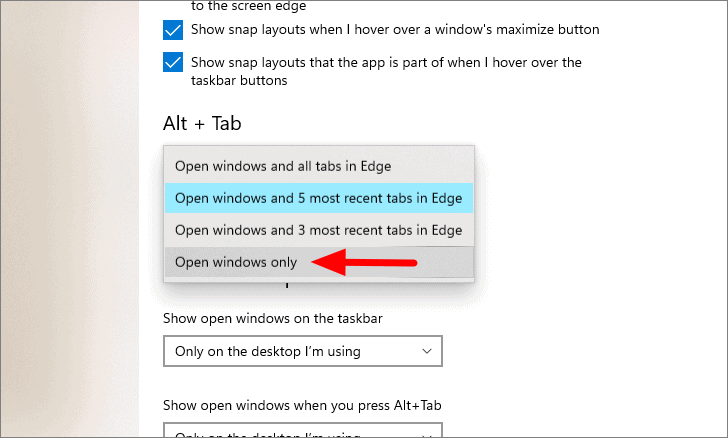 How to Disable Edge Tabs from Showing in Windows 11 ALT + Tab Task Switcher