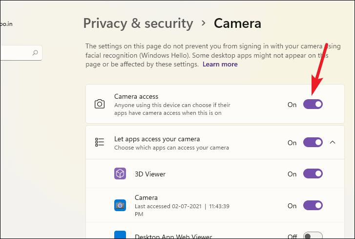 How to Enable or Disable Camera in Windows 11