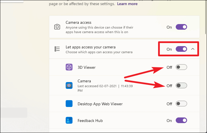 How to Enable or Disable Camera in Windows 11