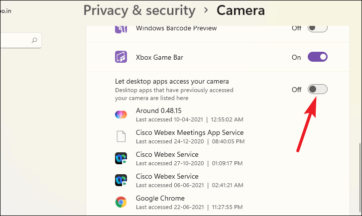 How to Enable or Disable Camera in Windows 11