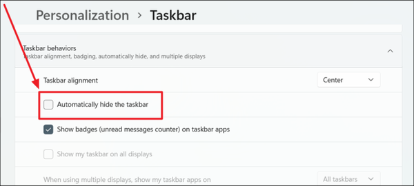 How to Hide Taskbar in Windows 11