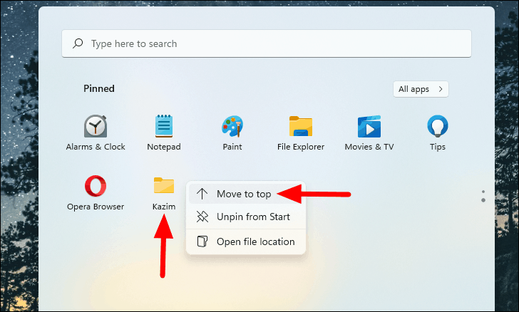 How to Pin Files and Folders to Start Menu in Windows 11