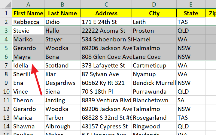 How to Move a Row in Excel