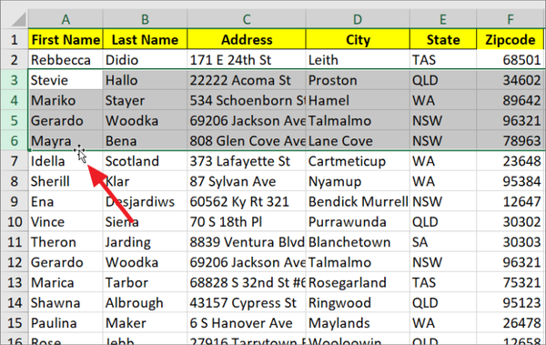 How to Move a Row in Excel