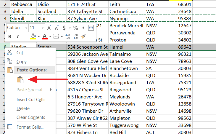 How to Move a Row in Excel