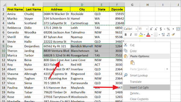 How to Move a Row in Excel