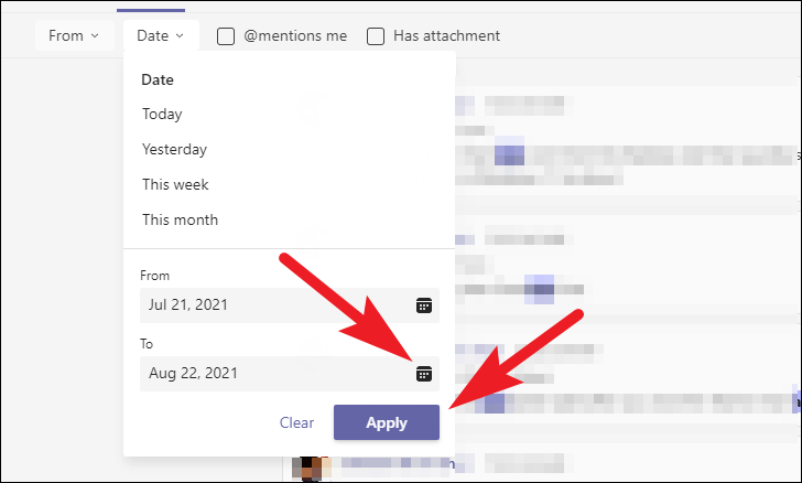 How to Go to a Certain Date in Teams Chat