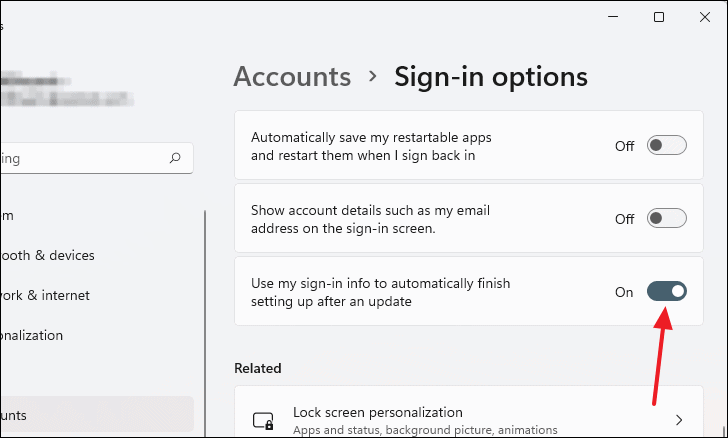 How To Enable Or Disable Automatic Sign In After Update On Windows 11