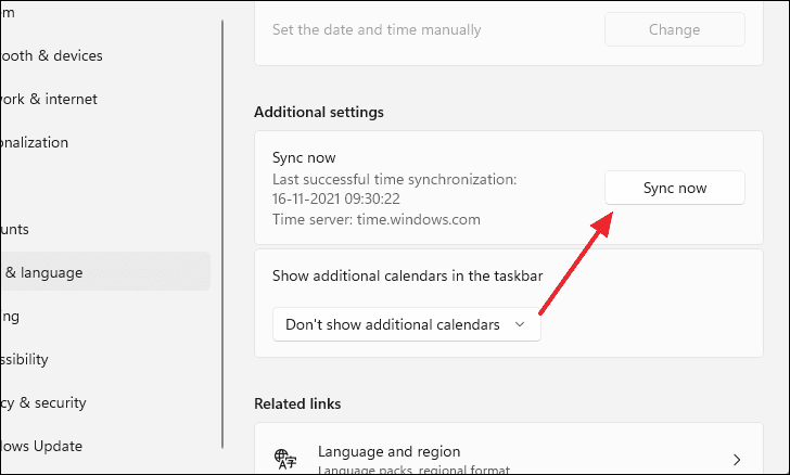 How to Sync Time in Windows 11