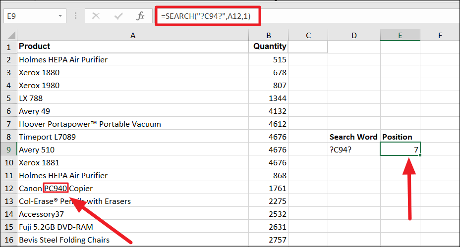 How to Use Excel Search Function