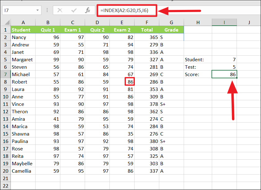 How to Use Index Function in Excel
