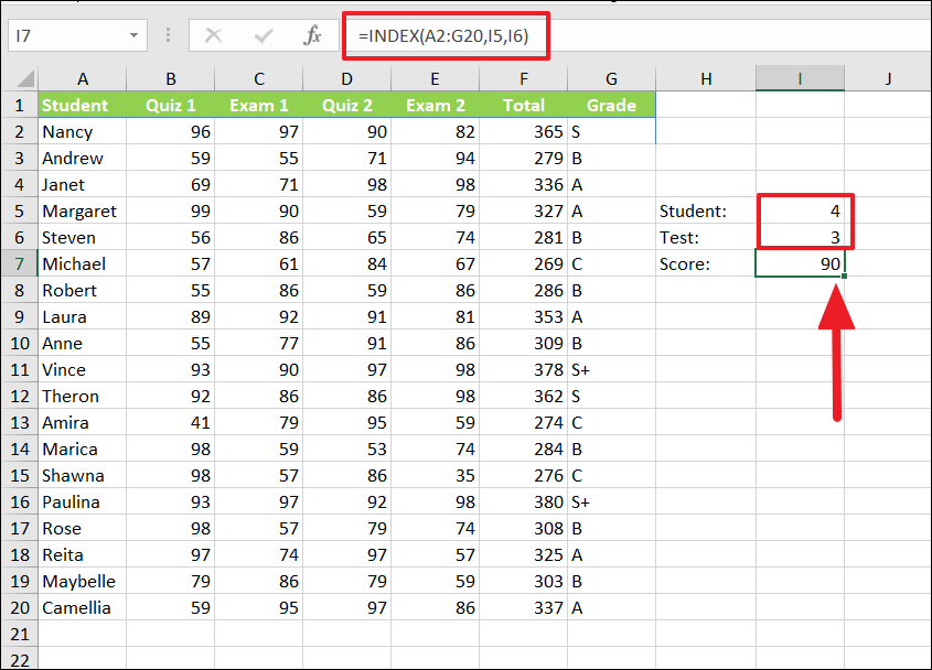 How to Use Index Function in Excel