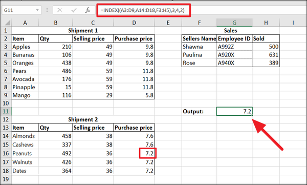 How to Use Index Function in Excel