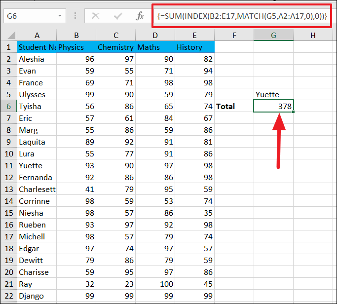 How to Use Index Function in Excel