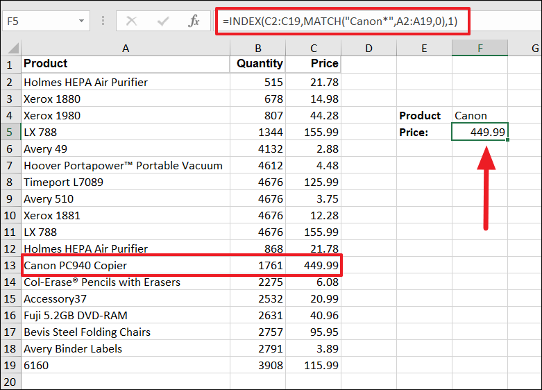 How to Use Index Function in Excel