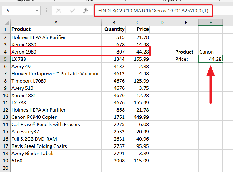 How to Use Index Function in Excel