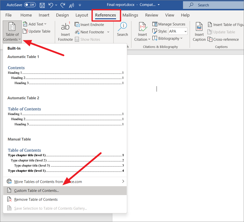 How to Create a Table of Contents in Microsoft Word