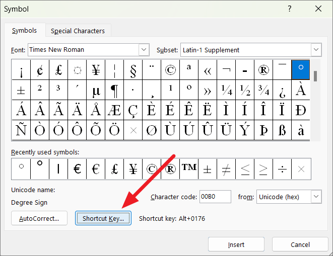 How to Insert or Type Degree Symbol In Microsoft Word