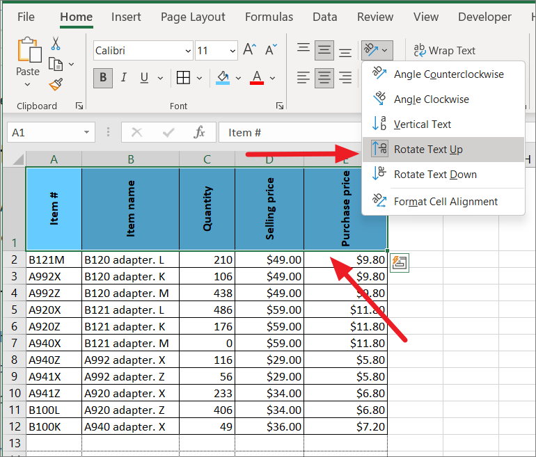 How to Rotate Text in Excel