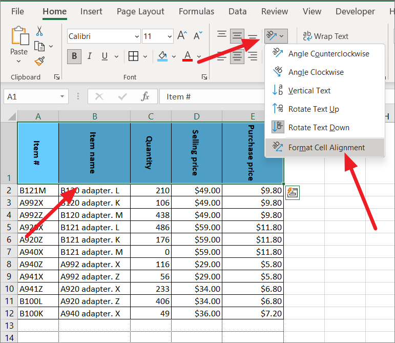 How to Rotate Text in Excel