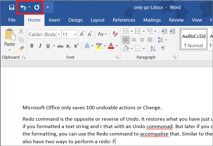 How to Undo, Redo or Repeat in Microsoft Word