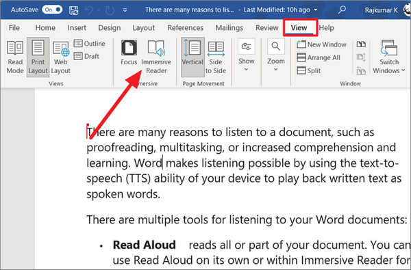 How to Use Microsoft Word Read Aloud Feature