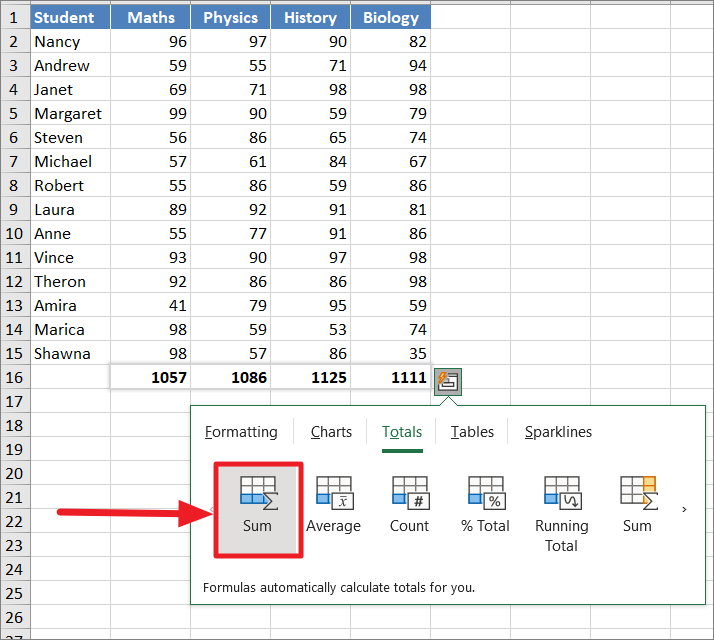How to Use Quick Analysis Tool in Excel