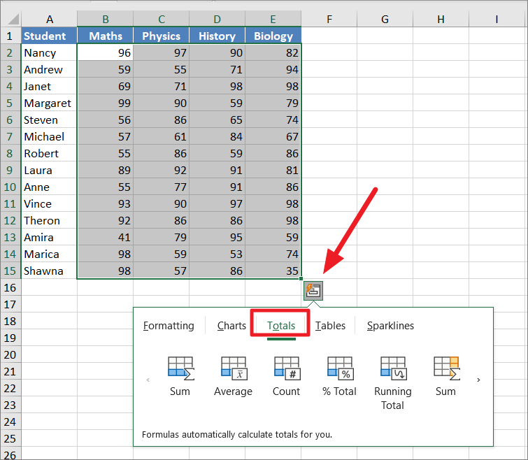 How to Use Quick Analysis Tool in Excel