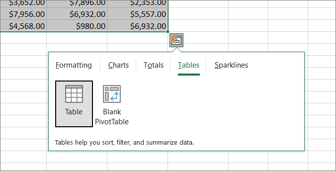 How to Use Quick Analysis Tool in Excel