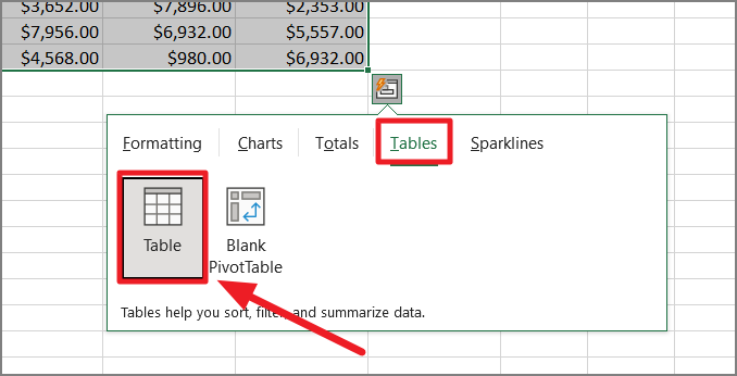 How to Use Quick Analysis Tool in Excel