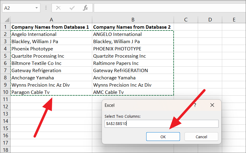 How to Match Two Columns in Excel