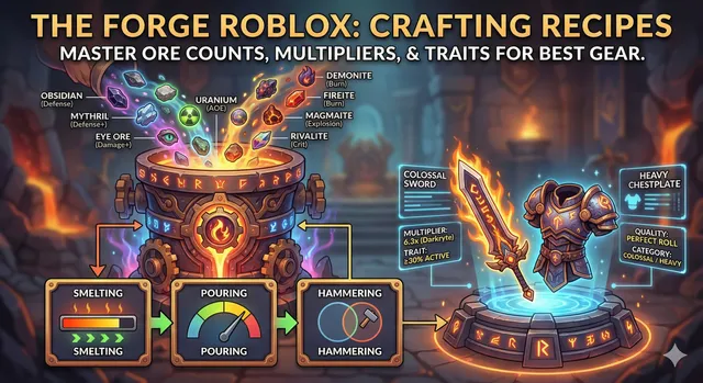 The Forge Roblox Crafting Recipes for the Best Weapons and Armor