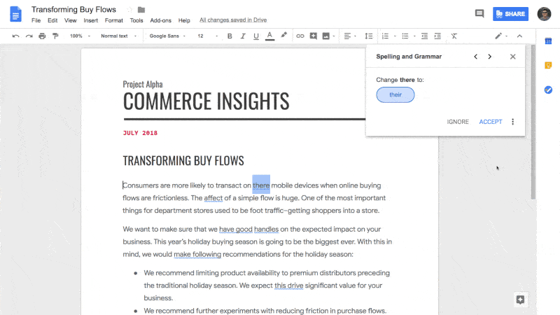 How to get Google Docs Grammar Suggestions tool