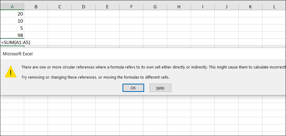 How to Find Circular References in Excel