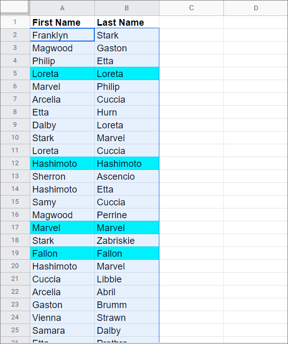 How To Find Duplicates Between Two Columns In Google Sheets
