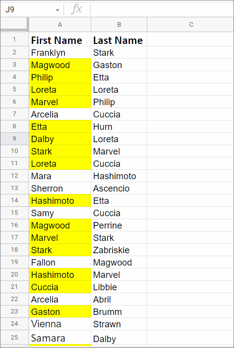 How To Find Duplicates Between Two Columns In Google Sheets
