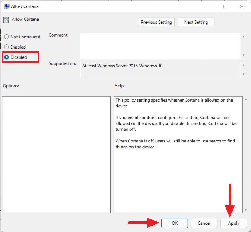 How to Disable Cortana in Windows 11