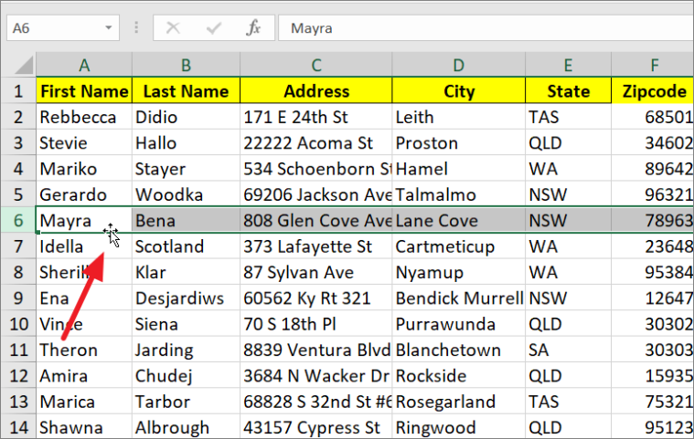 Move One Row Up In Excel