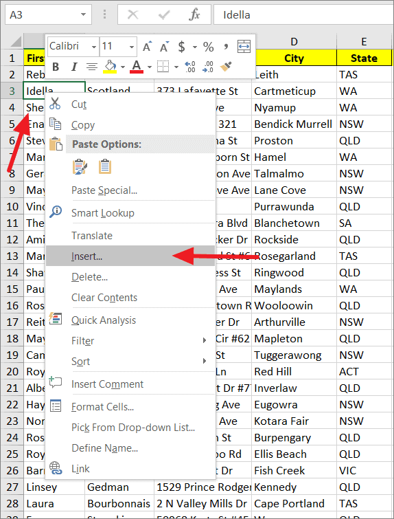 How To Move A Row In Excel