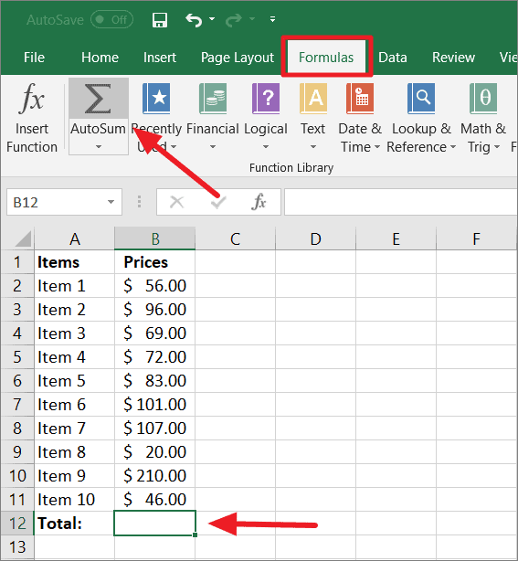 How To Total A Column In Excel
